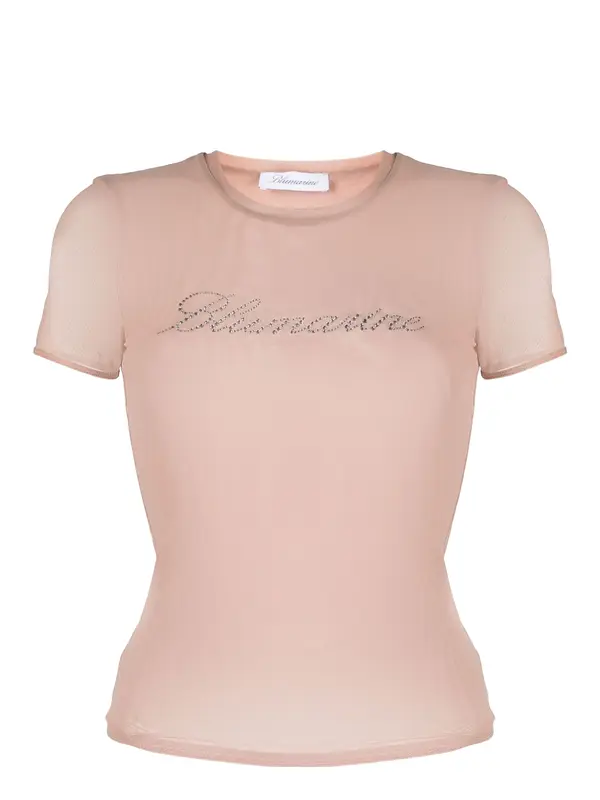 Blumarine Logo-embellished T-shirt - Neutrals