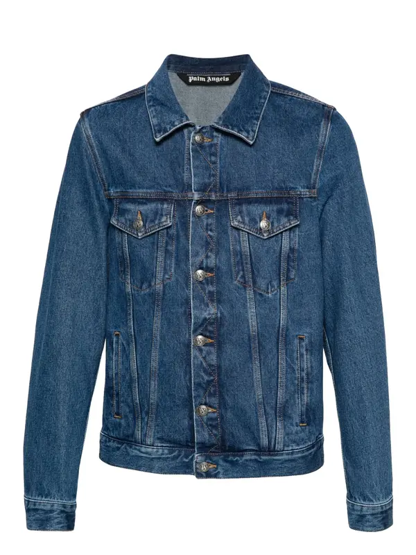 Palm Angels Embossed-monogram Denim Jacket - Blue