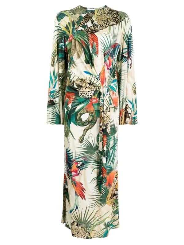 Roberto Cavalli Jungle-print Maxi Wrap Dress - Multicolour