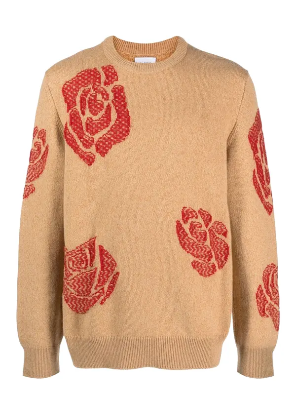 BARRIE Rose-motif Cashmere Jumper - Brown