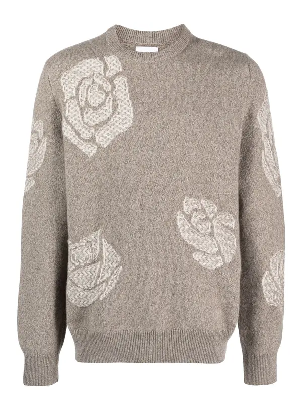 BARRIE Rose-motif Cashmere Jumper - Grey