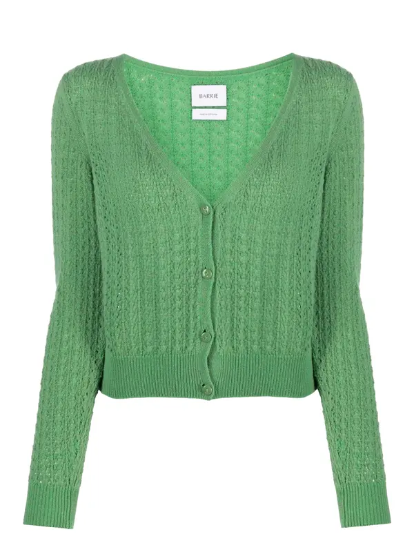 BARRIE V-neck Cashmere Cardigan - Green