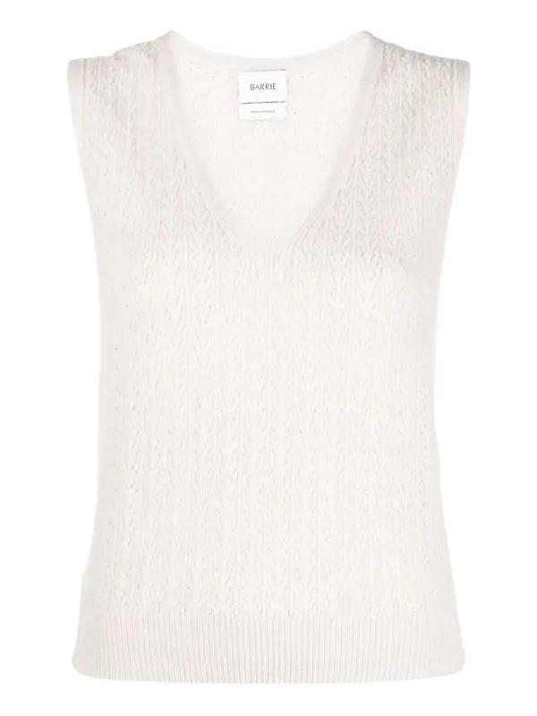BARRIE V-neck Cashmere Top - Neutrals