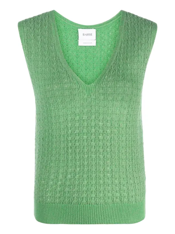 BARRIE V-neck Cashmere Top - Green