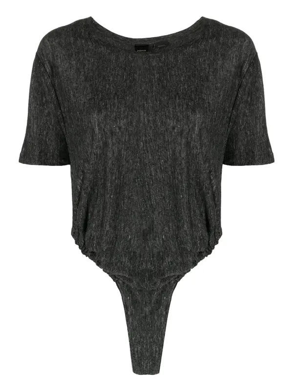 Pinko High-cut Linen Bodysuit - Black