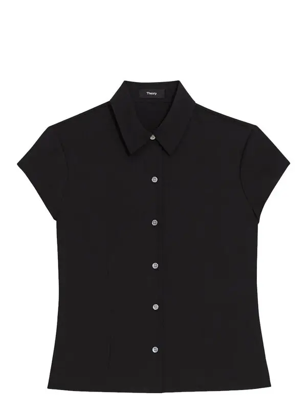 Theory Cap-sleeve Silk Georgette Blouse - Black - 00