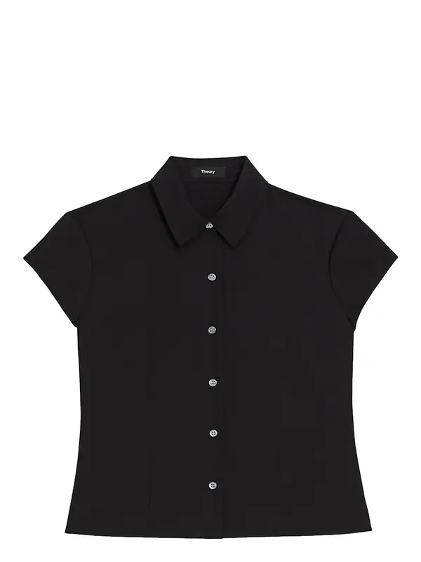 Theory Cap-sleeve Silk Georgette Blouse - Black