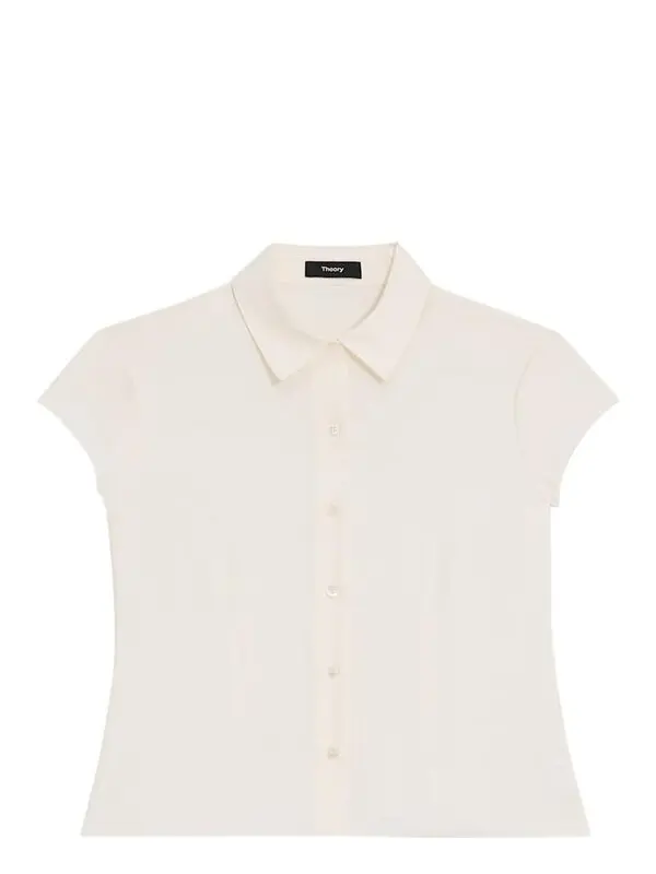 Theory Cap-sleeve Silk Georgette Blouse - Ivory