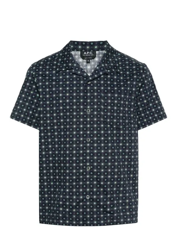 A.p.c. Lloyd Geometric-print Cotton Shirt - Blue