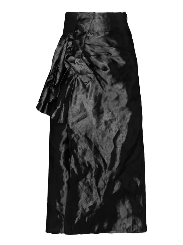 MAISON MARGIELA Draped Lurex Midi Skirt - Black