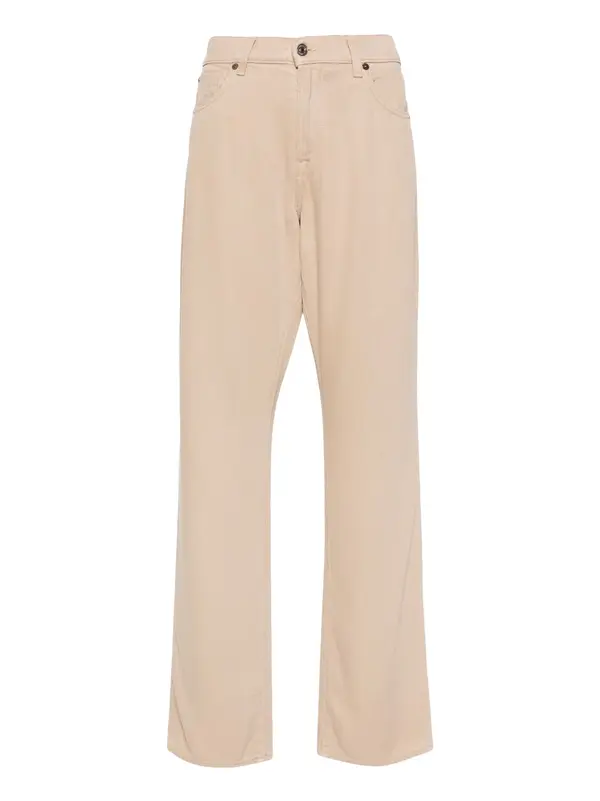 7 For All Mankind Tess High-rise Straight-leg Trousers - Neutrals