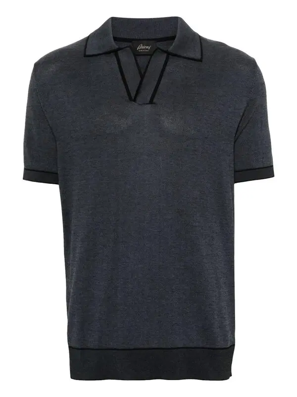 Brioni Contrasting-trim Polo Shirt - Blue