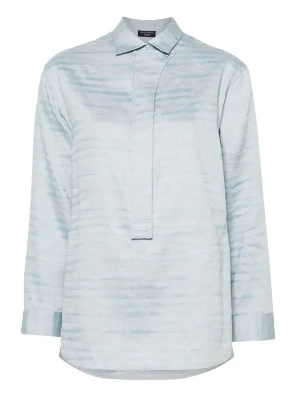 Emporio Armani Striped Linen-blend Shirt - Blue