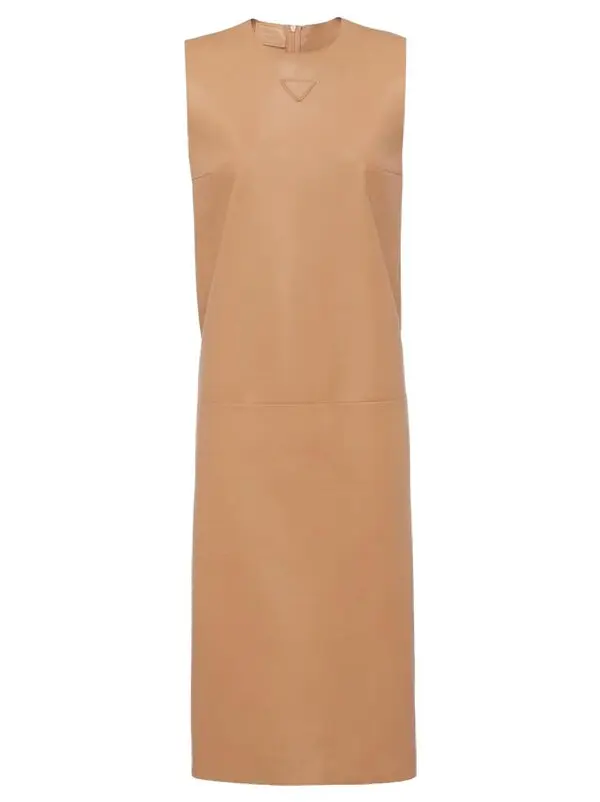 Prada Leather Shift Dress - Brown