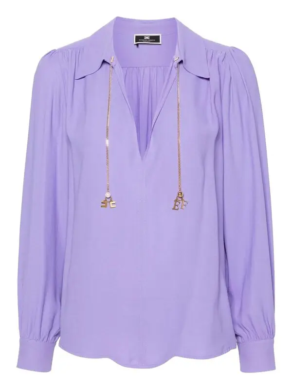 Elisabetta Franchi Logo-print Georgette Blouse - Purple