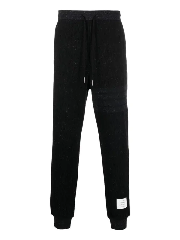 Thom Browne Flecked Knitted Track Pants - Black