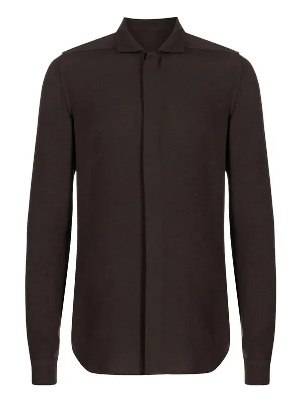 Rick Owens Plain Long-sleeve Shirt - Brown