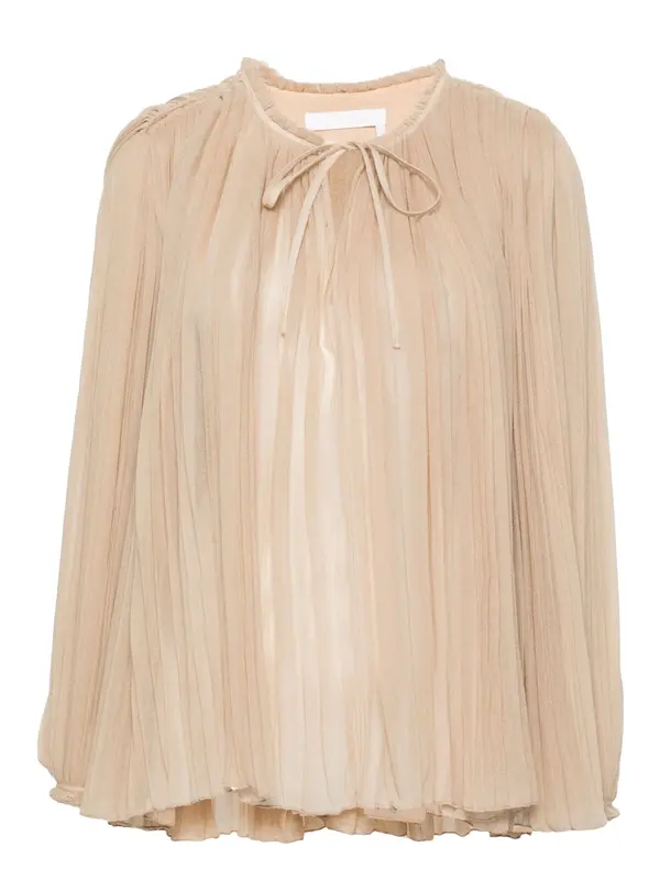 Chloé Semi-sheer Pleated Blouse - Neutrals