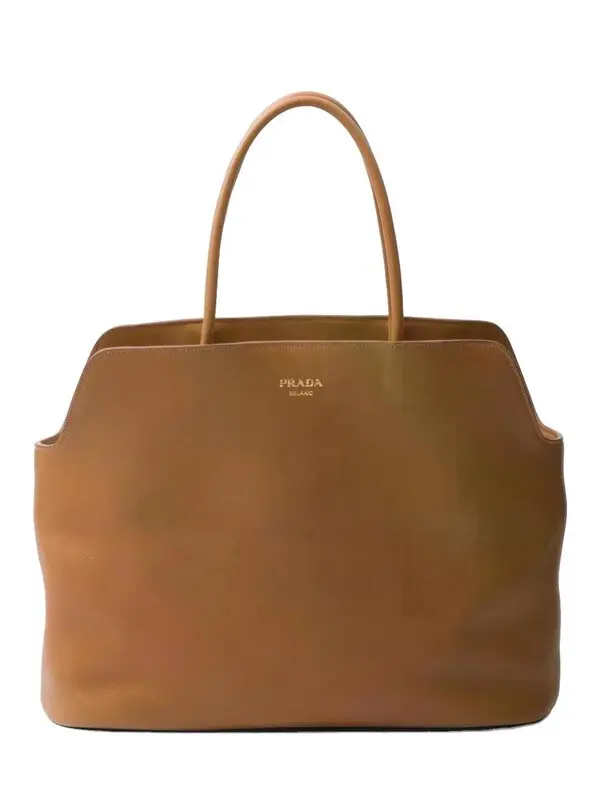 Prada Leather Tote Bag - Brown