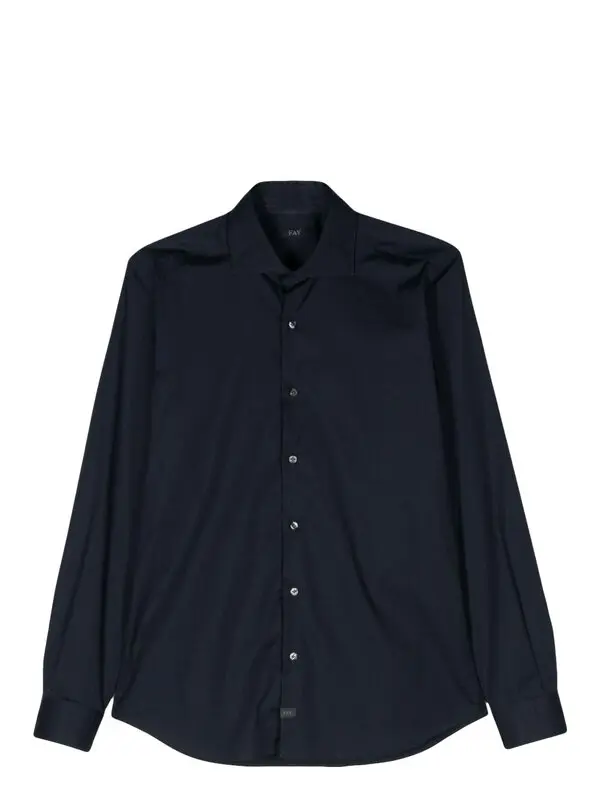 FAY Spread-collar Cotton Shirt - Blue