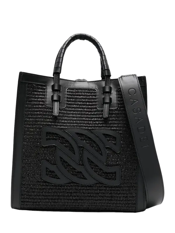 Casadei Beaurivage Raffia Tote Bag - Black