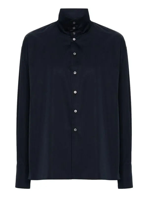Fabiana Filippi High-neck Poplin Shirt - Blue