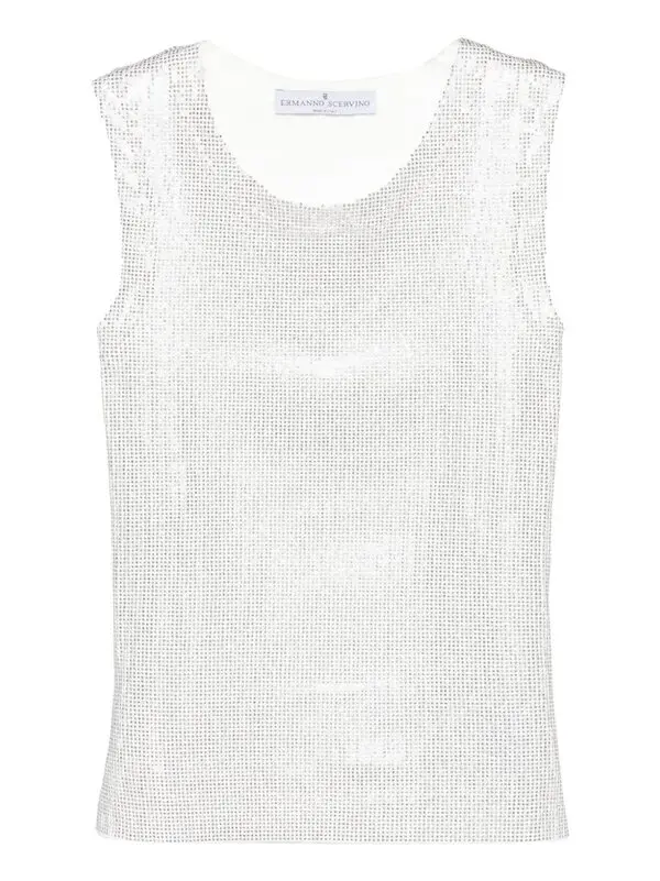 Ermanno Scervino Stud-embellished Cotton Tank Top - White