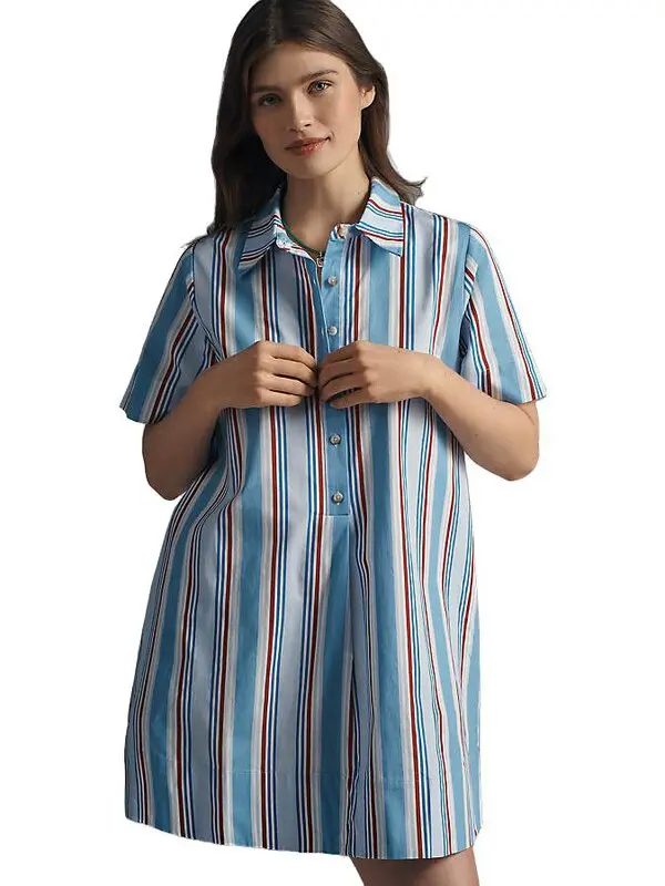 Anthropologie Pollie Tunic Mini Dress - Blue Stripe