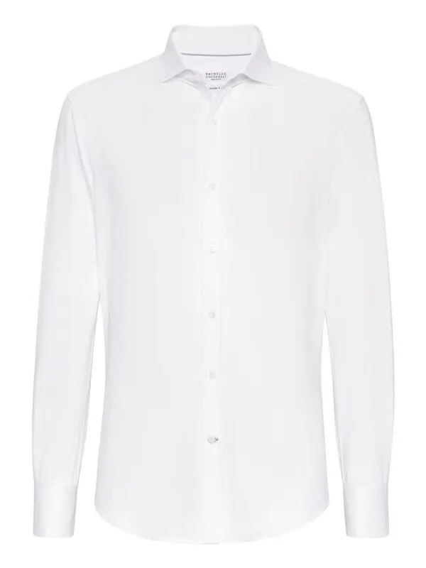 Brunello Cucinelli Spread-collar Cotton Shirt - White