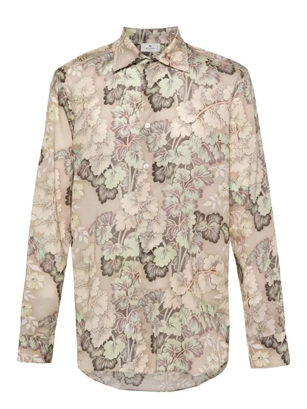 Etro Floral-print Cotton Shirt - Neutrals