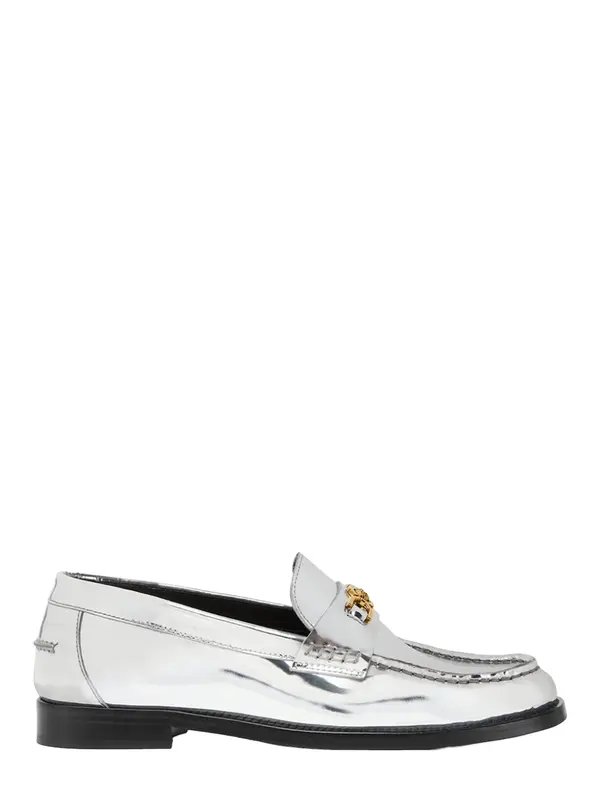Versace Medusa Metallic Leather Loafers - Silver