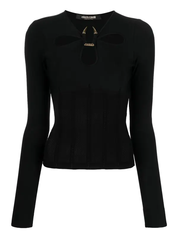 Roberto Cavalli Cut-out Knit Top - Black