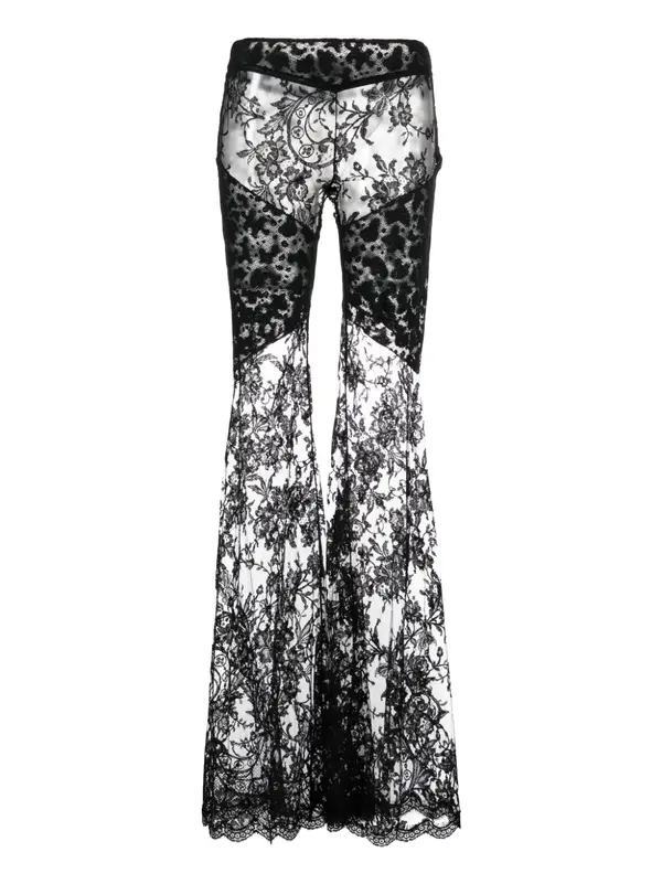 Roberto Cavalli Flared Lace Trousers - Black