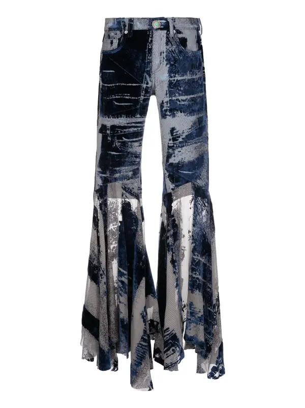 Roberto Cavalli Distressed Flared Trousers - Blue