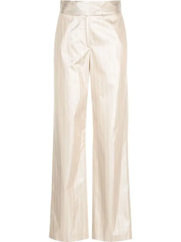 GENNY Pinstripe Wide-leg Trousers - Gold