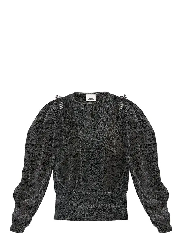 Isabel Marant Étoile Zarga Printed Devoré Velvet Top - Black