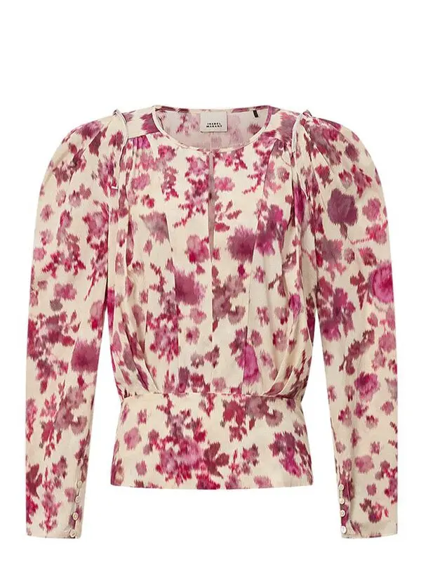 Isabel Marant Étoile Zarga Printed Devoré Velvet Top - Pink
