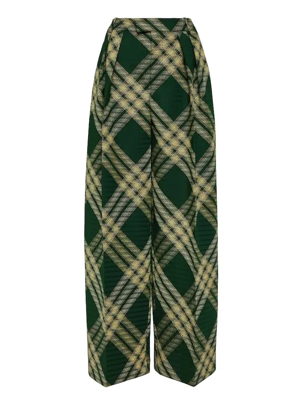Burberry Checked Wool Twill Wide-leg Pants - Multicoloured