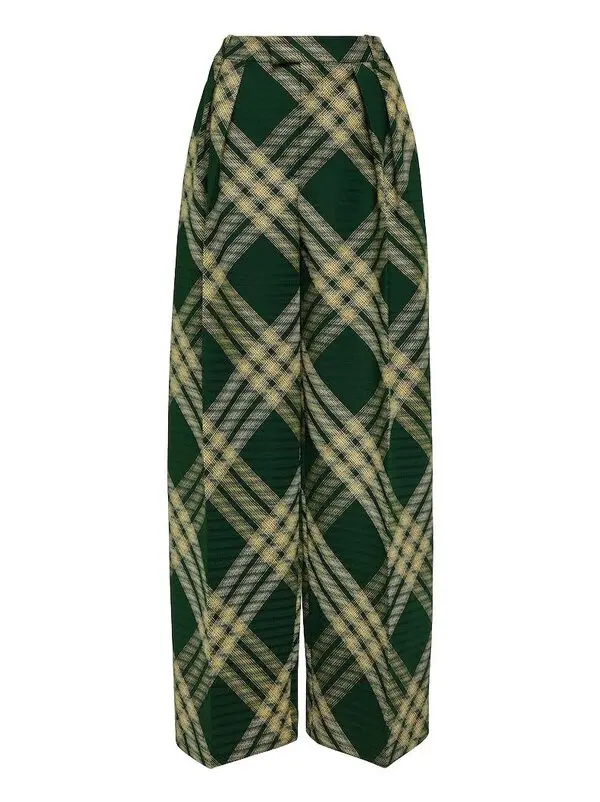 Burberry Checked Wool Twill Wide-leg Pants - Multicoloured