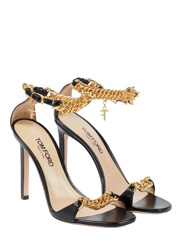 TOM FORD Zenith 105 Chain-detail Leather Sandals - Black