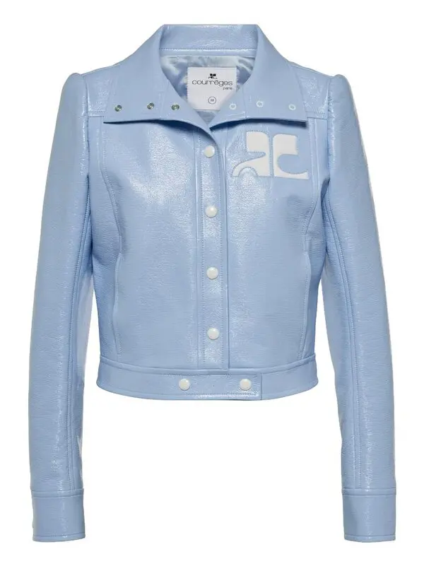 COURREGES Reedition Cropped Vinyl Jacket - Blue