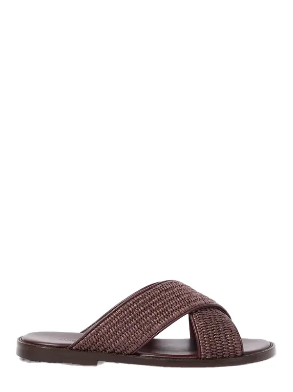 Manolo Blahnik Otawi Raffia Sandals - Brown