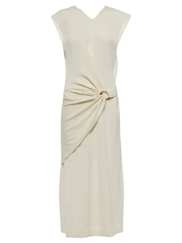 JIL SANDER Virgin Wool Wrap Dress - Beige