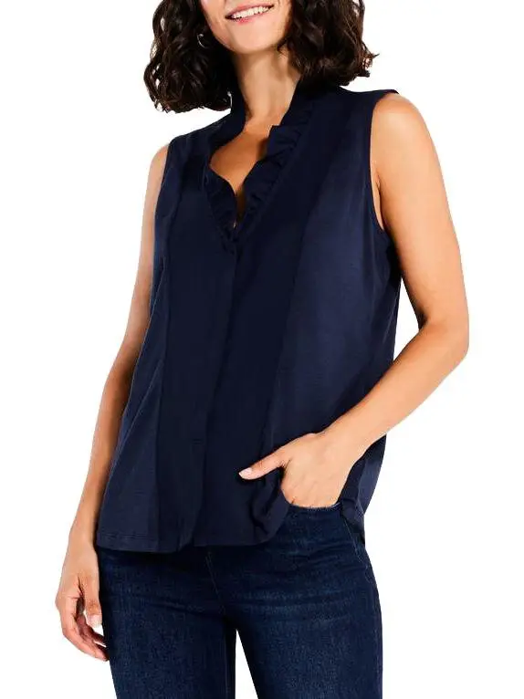 NIC+ZOE Ruffled Sleeveless Top - Dark Indigo