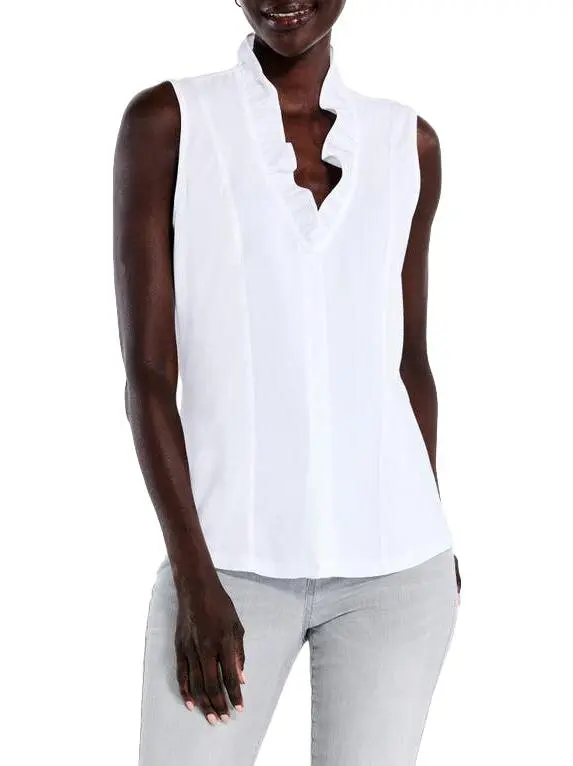 NIC+ZOE Ruffled Sleeveless Top - Paper White