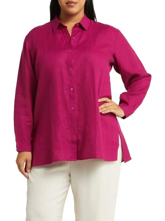 Eileen Fisher Organic Linen Button-up Shirt - Rhapsody