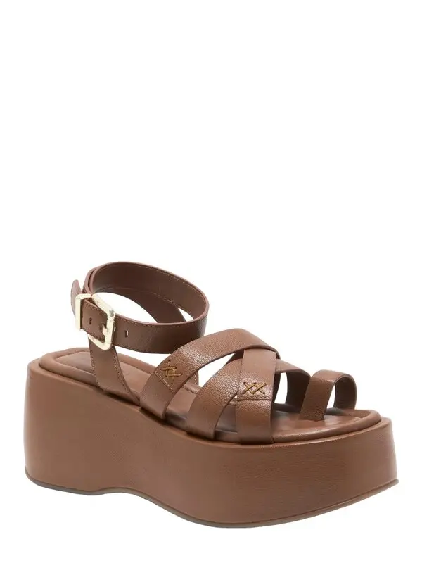 Free People Hazel Platform Sandals - Latte Leather