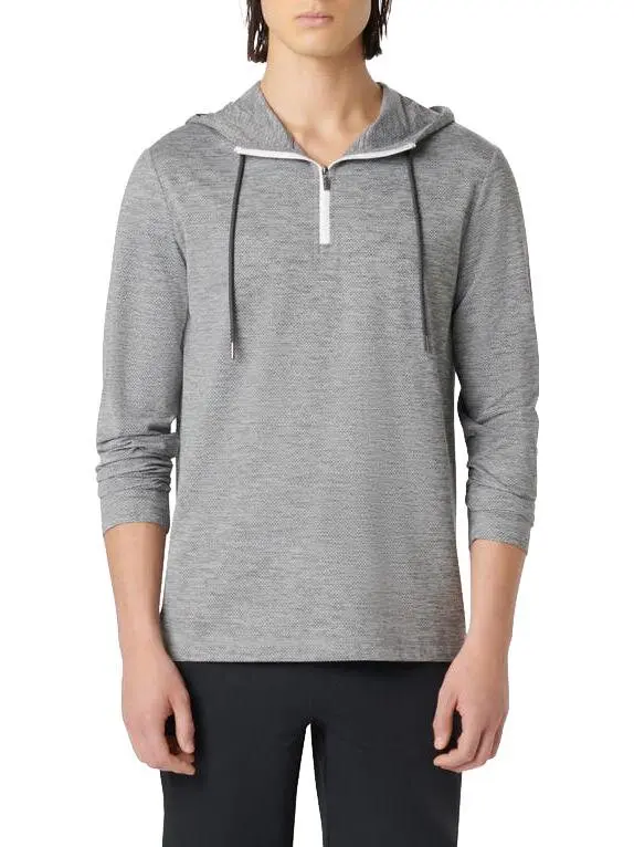 Bugatchi Quarter Zip Performance Hoodie - Heathered Black