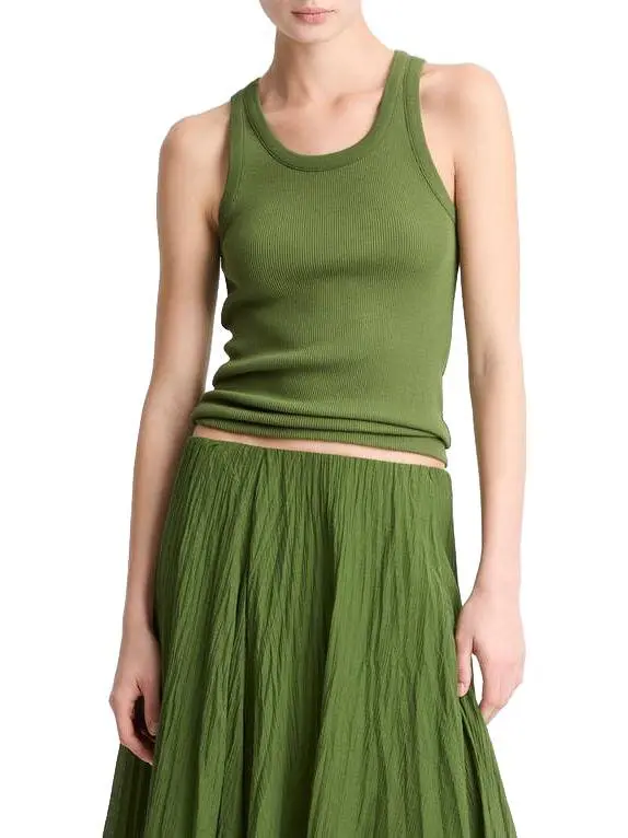 Vince Scoop Neck Rib Tank - Herb