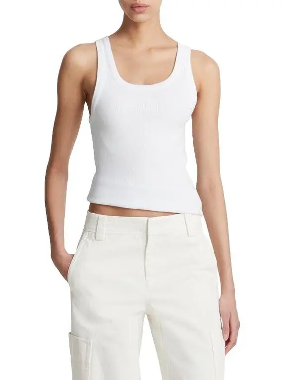 Vince Scoop Neck Rib Tank - Optic White